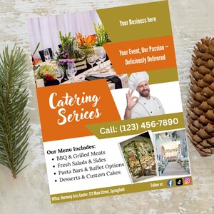 Editable Catering Flyer Template: Restaurant Menu Design (canva) - Etsy
