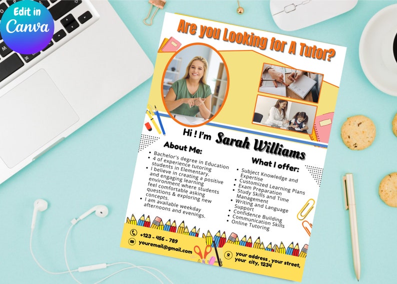 Canva Tutoring Flyer Template | English, Math Tutor Designs | Online ...