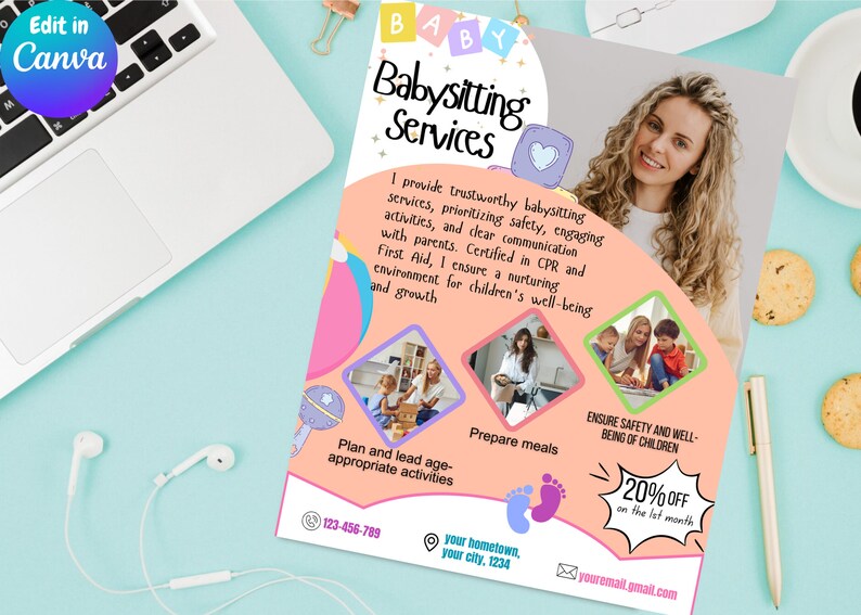 Babysitting Flyer Template: Childcare, Nanny Service (canva Editable ...