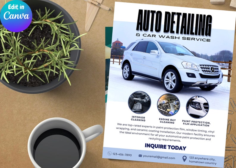 Car Detailing Flyer: Auto Wash, Promotional Template (PDF) - Etsy