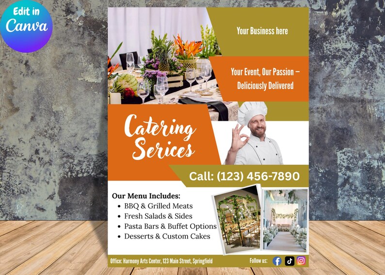 Editable Catering Flyer Template: Restaurant Menu Design (canva) - Etsy