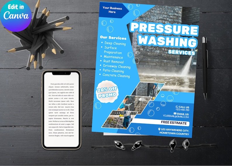 Pressure Washing Services Flyer: Editable Canva Template (PDF) - Etsy