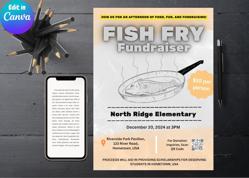 Editable Fish Fry Fundraiser Flyer Template (canva PDF) - Etsy