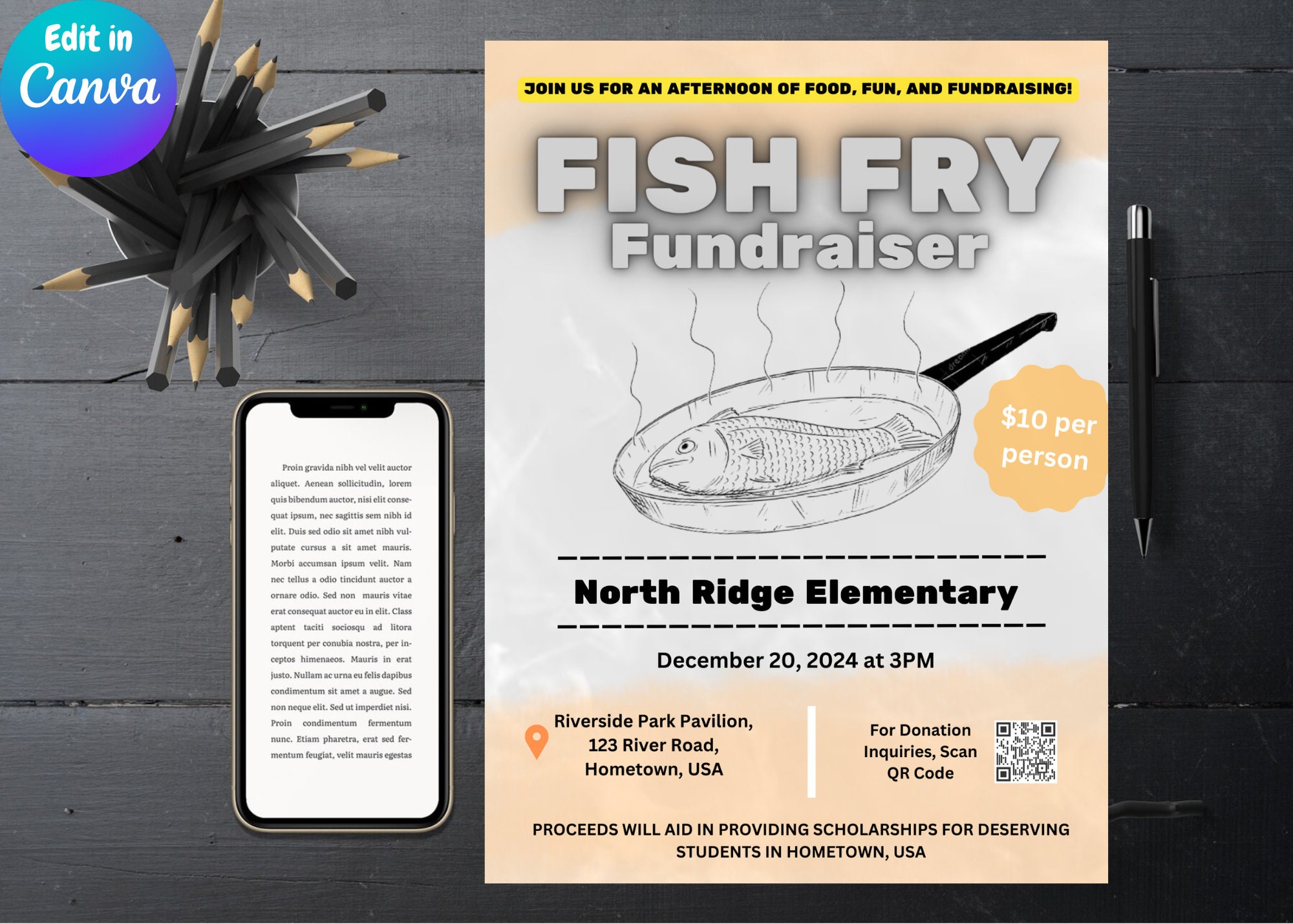 Editable Fish Fry Fundraiser Flyer Template (canva PDF) - Etsy