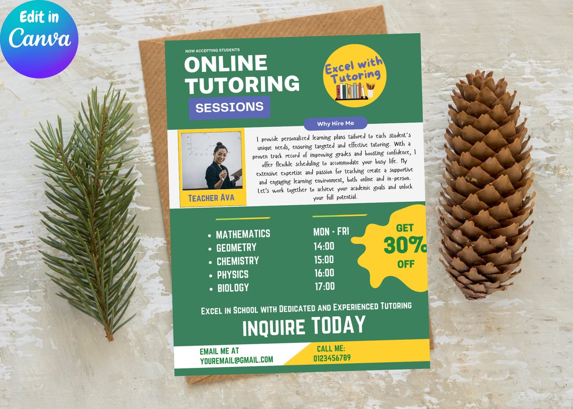 English, Math Tutor Flyer Designs | Online, Summer, Printable Kids ...