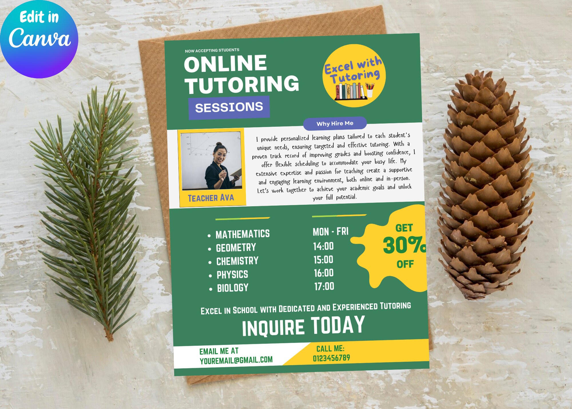 English, Math Tutor Flyer Designs | Online, Summer, Printable Kids ...