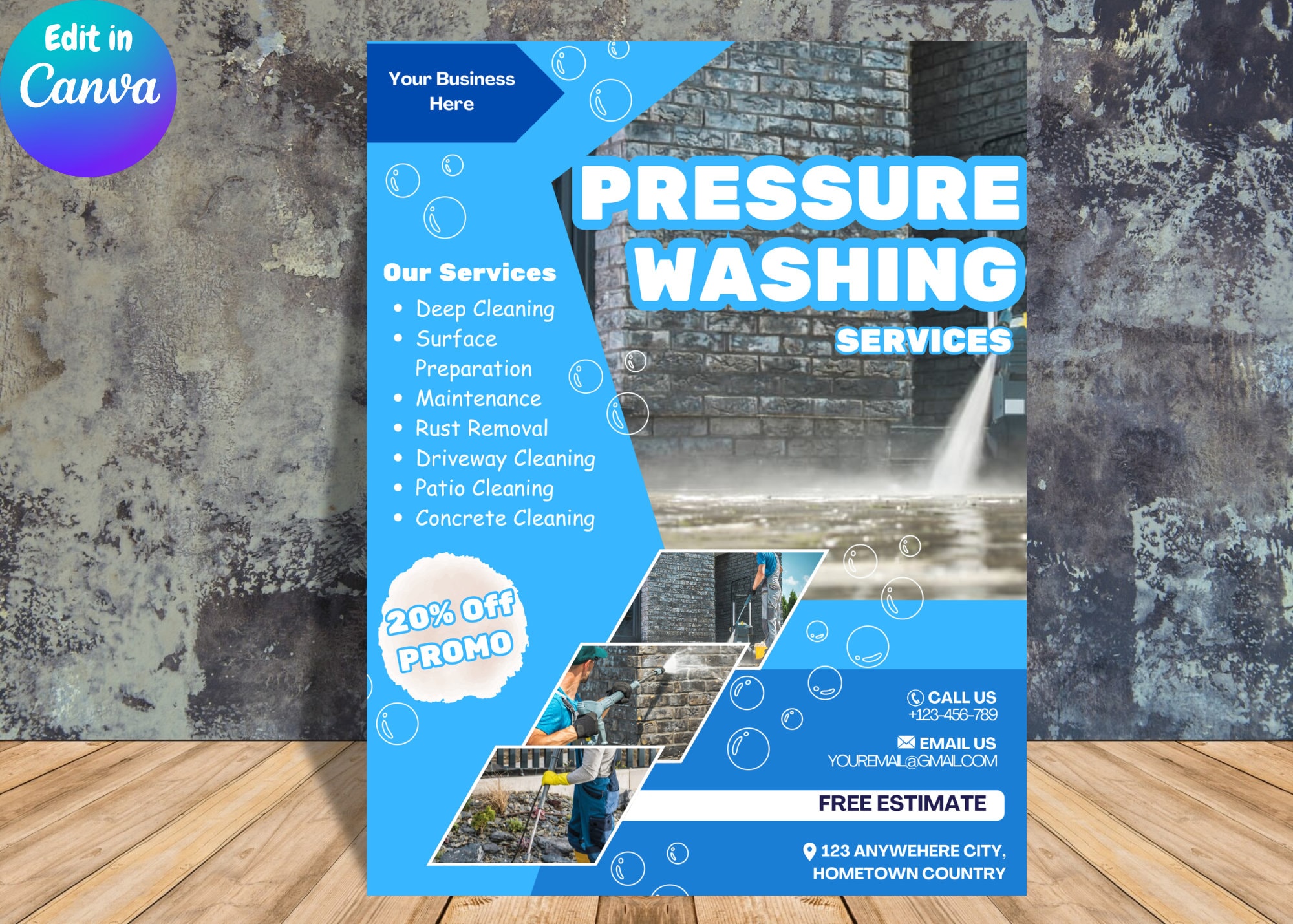 Pressure Washing Services Flyer: Editable Canva Template (PDF) - Etsy