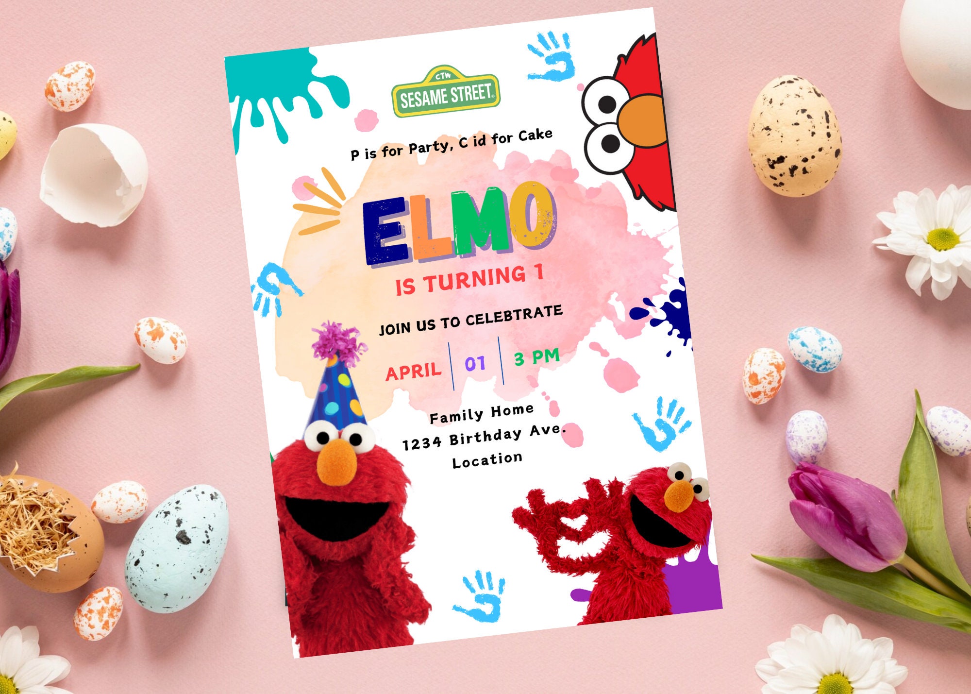 Sesame Street Party Invitation Sesame Street Themed Birthday Party Elmo ...