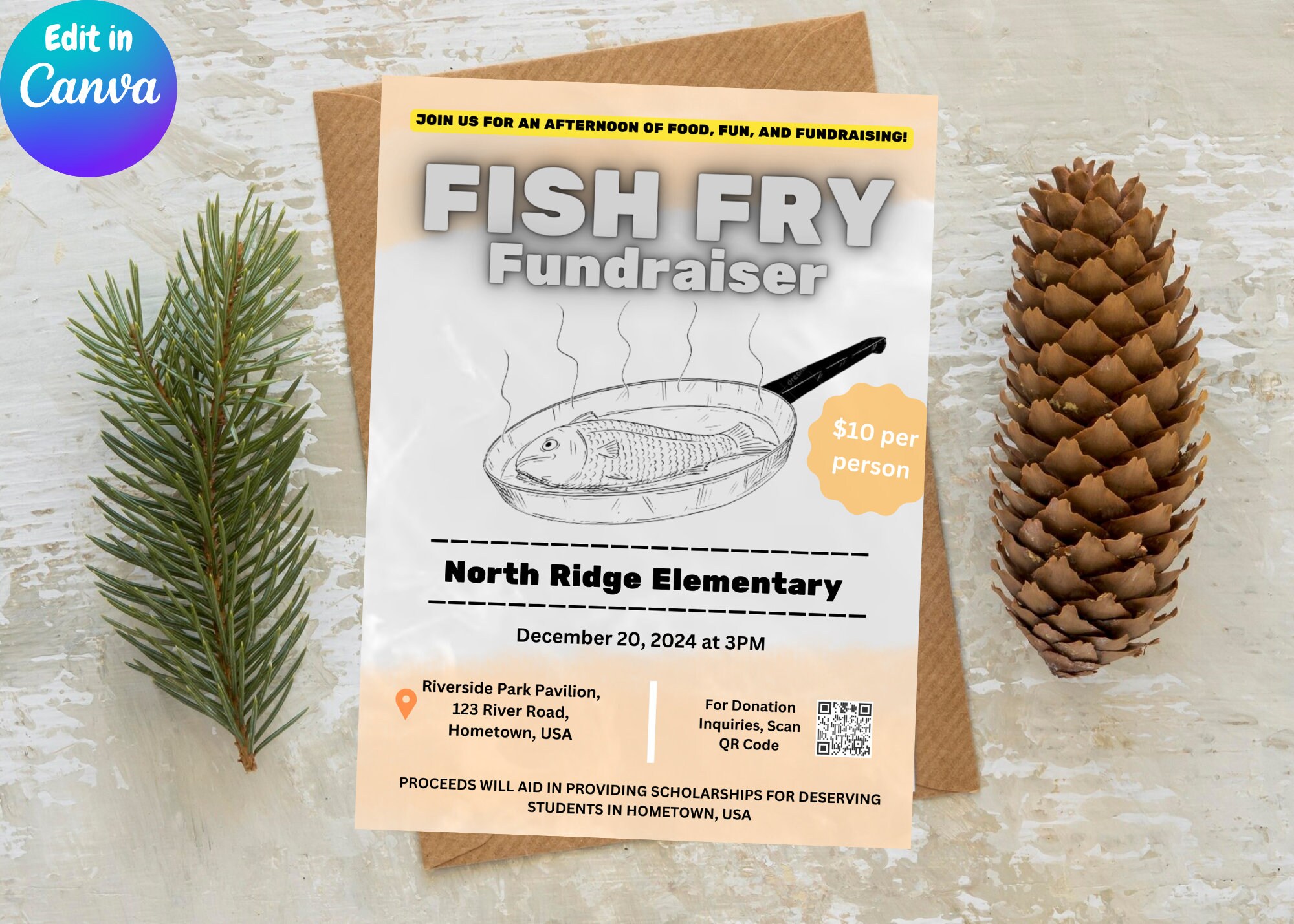 Editable Fish Fry Fundraiser Flyer Template (canva PDF) - Etsy