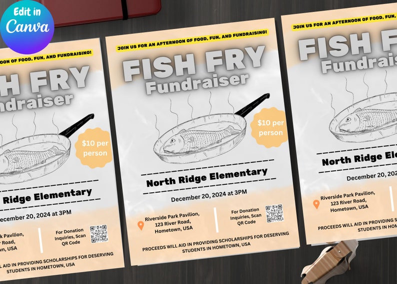 Editable Fish Fry Fundraiser Flyer Template (canva PDF) - Etsy