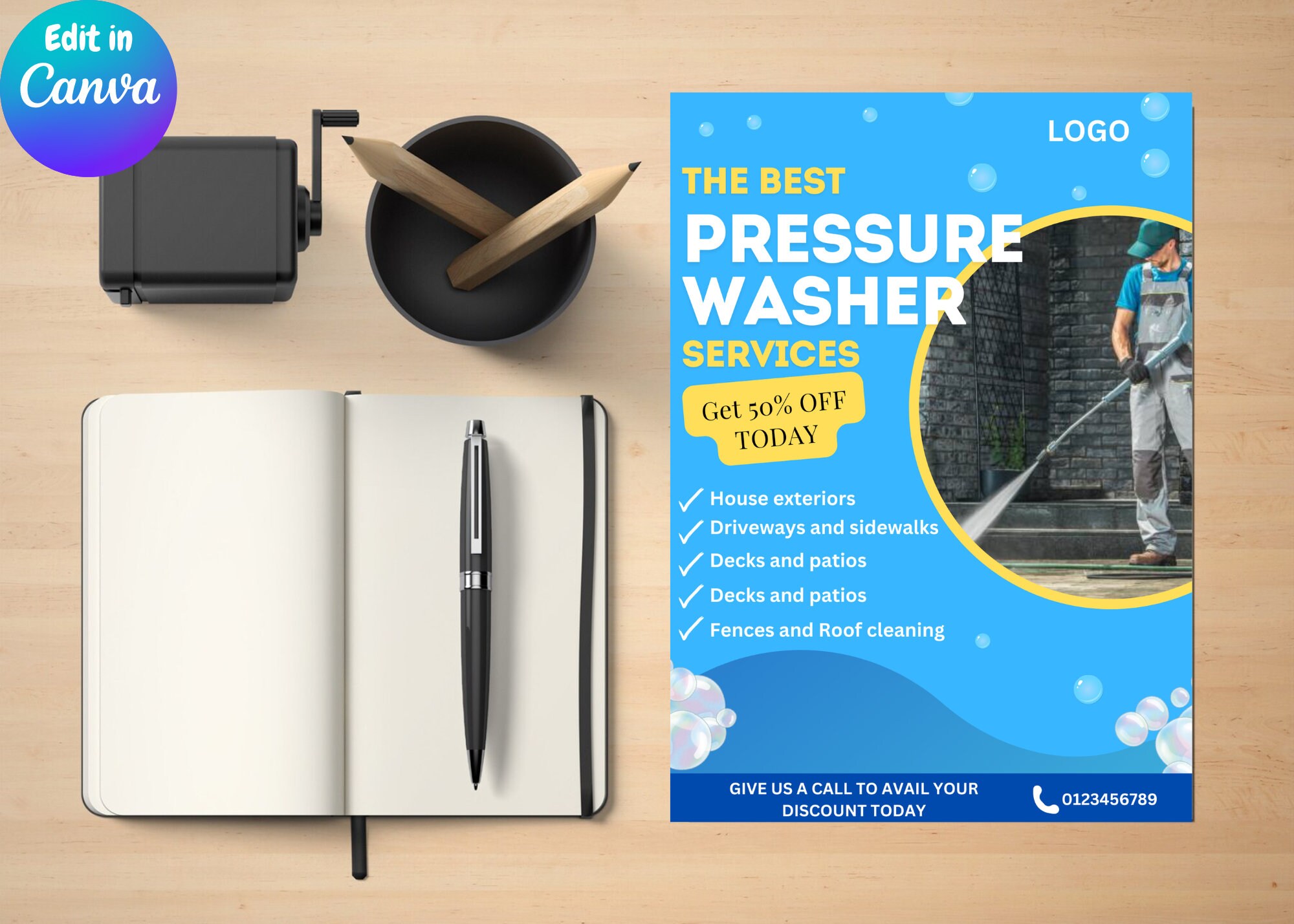 Editable Pressure Washing Flyer: Home & Exterior Cleaning (canva ...