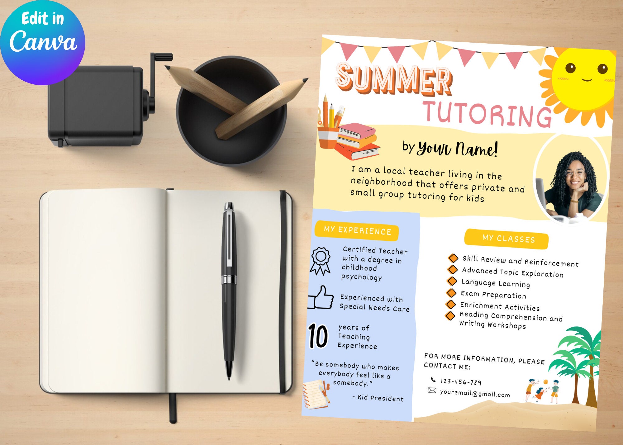 Editable Tutoring Flyer Template for English, Math - Perfect for Online ...