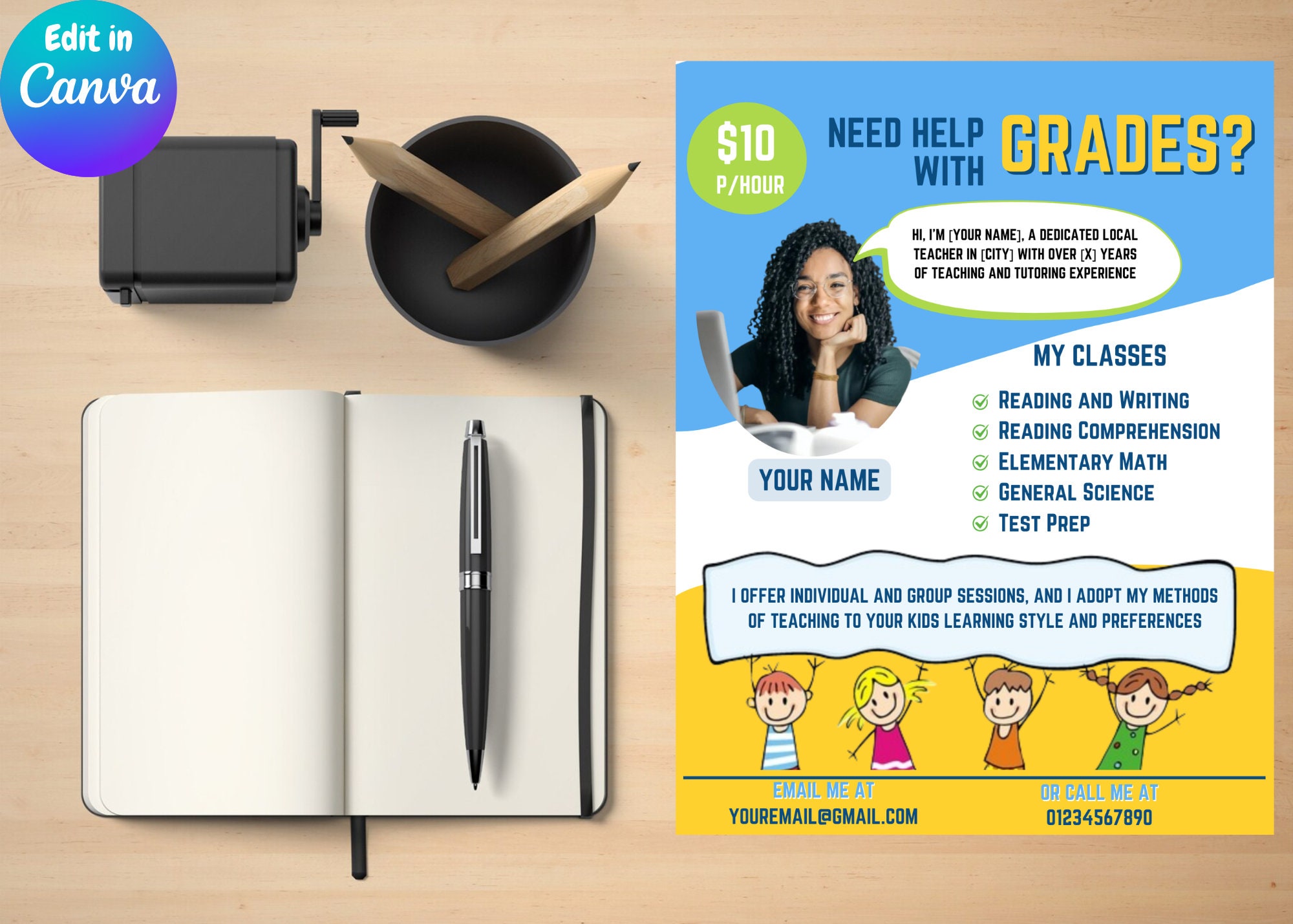 Printable Tutor Flyer Template: English, Math, Summer Tutoring (PDF) - Etsy