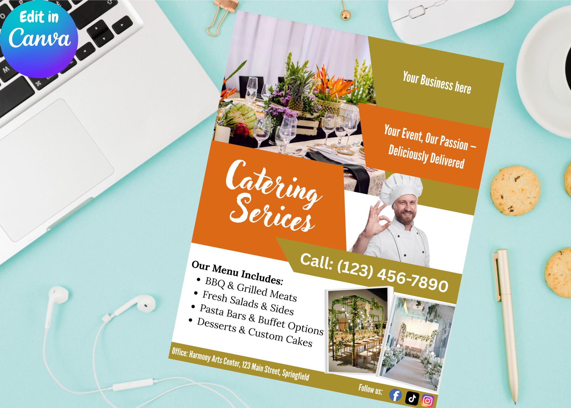 Editable Catering Flyer Template: Restaurant Menu Design (canva) - Etsy