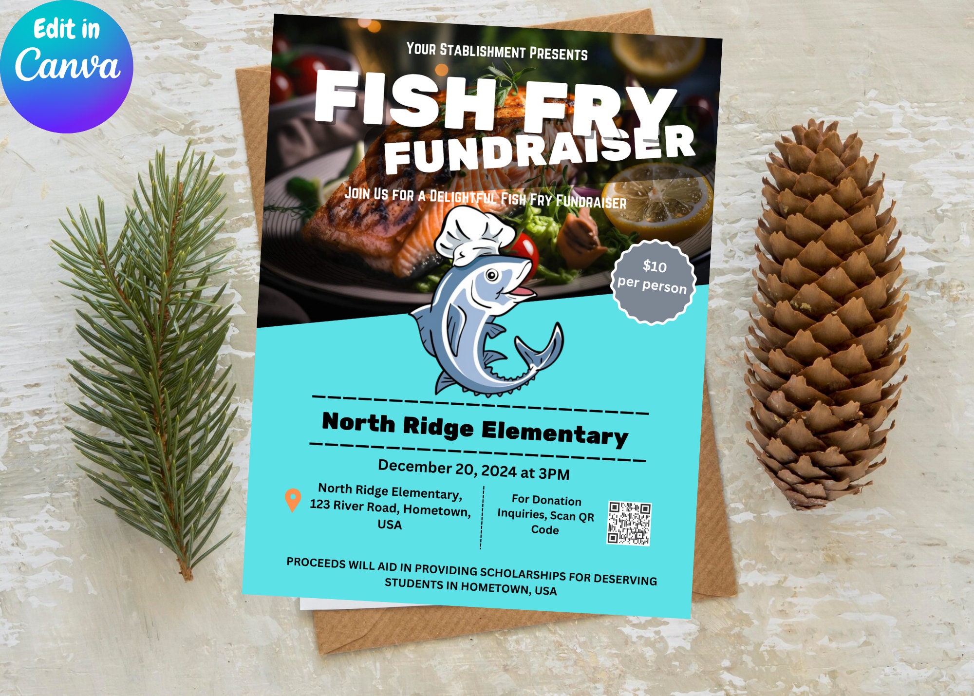 Printable Fish Fry Flyer, Fish Fry Template, Fish Fry Poster, Fish Fry ...