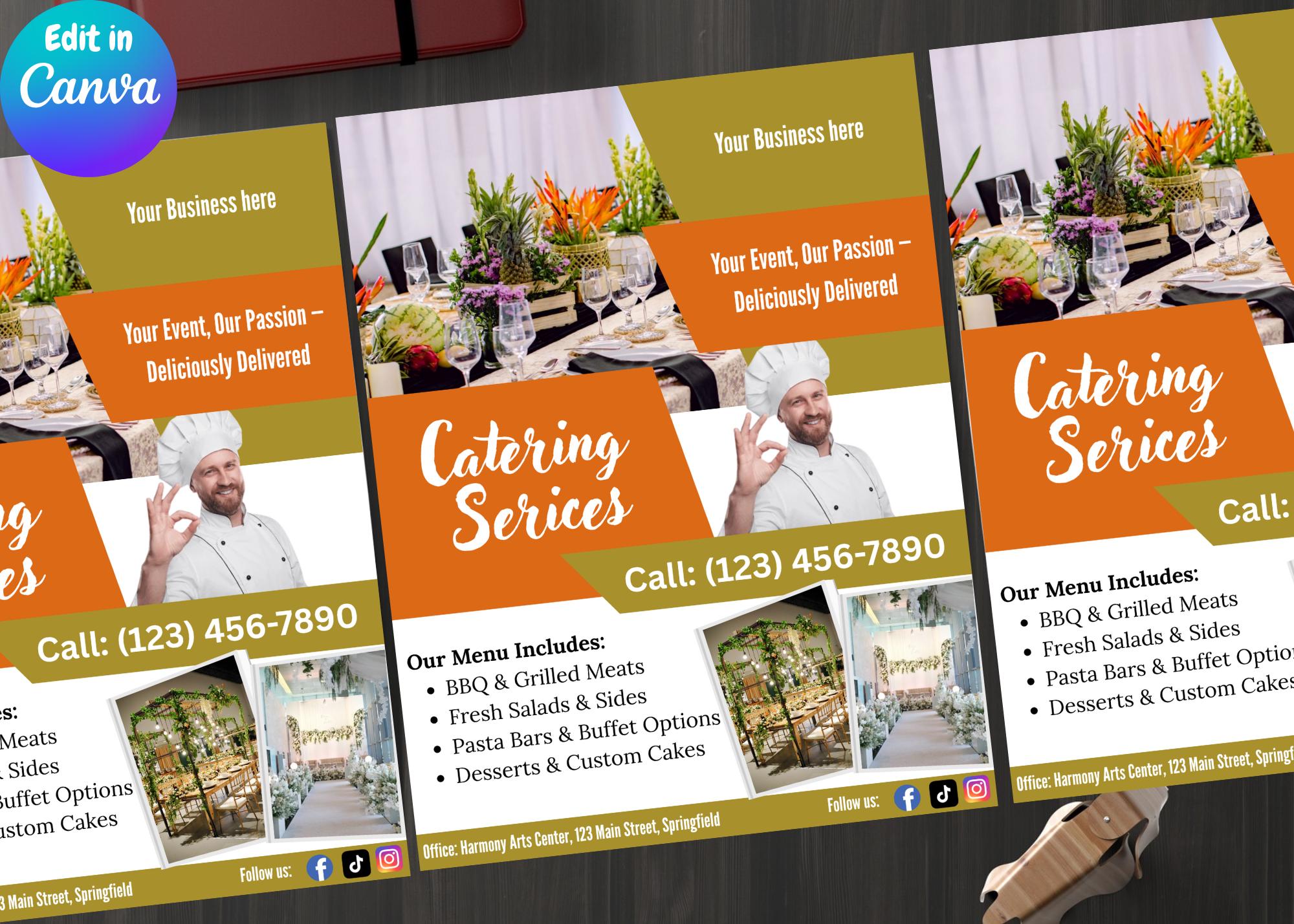 Catering Flyer Template Editable Menu, Food Catering Flyer, Restaurant ...