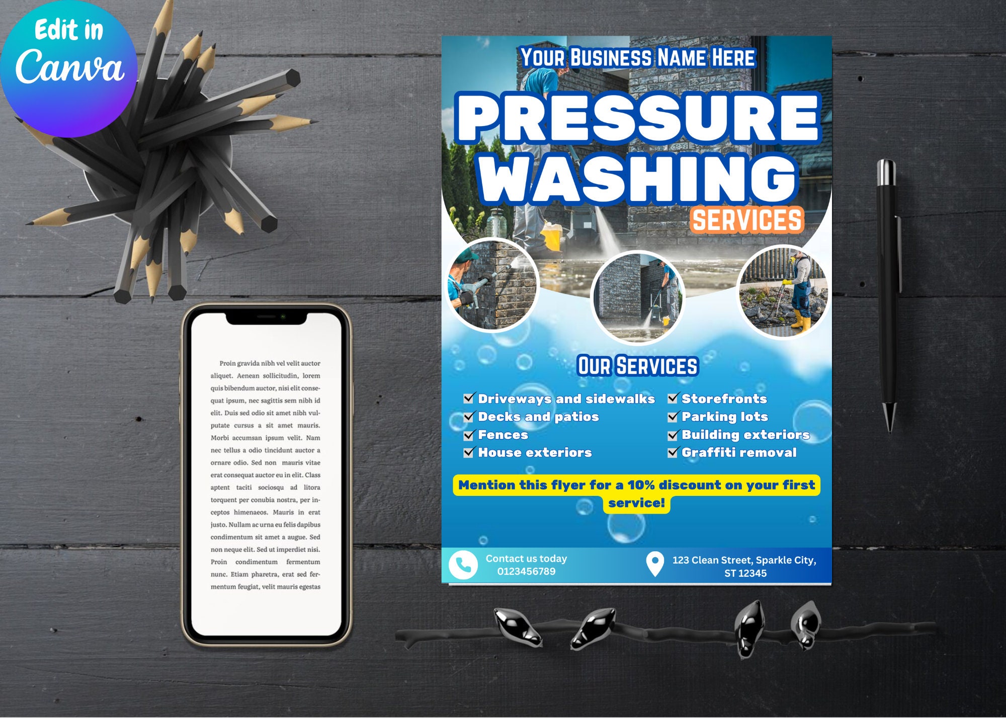 Pressure Washing Services Flyer: Editable Canva Template (PDF) - Etsy