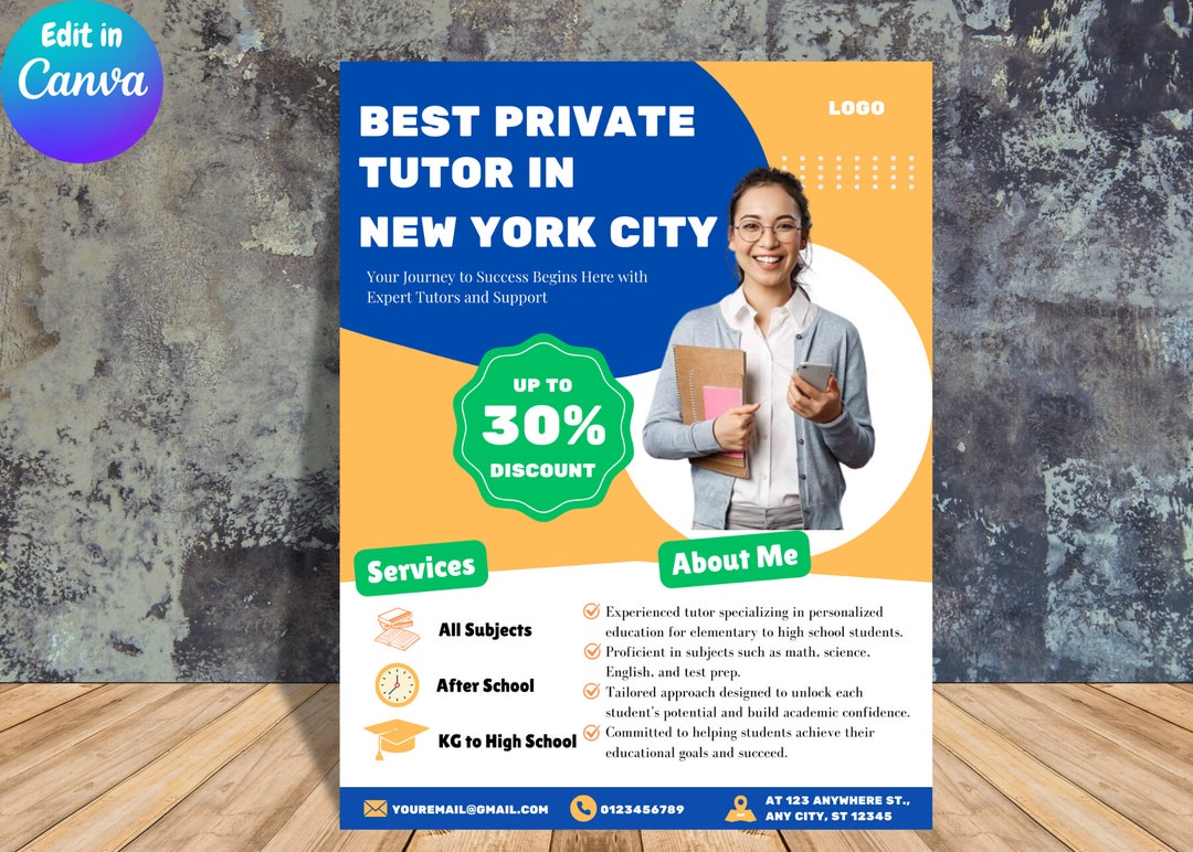 Tutoring Flyer Template Printable | Editable English, Math Tutor Flyer ...