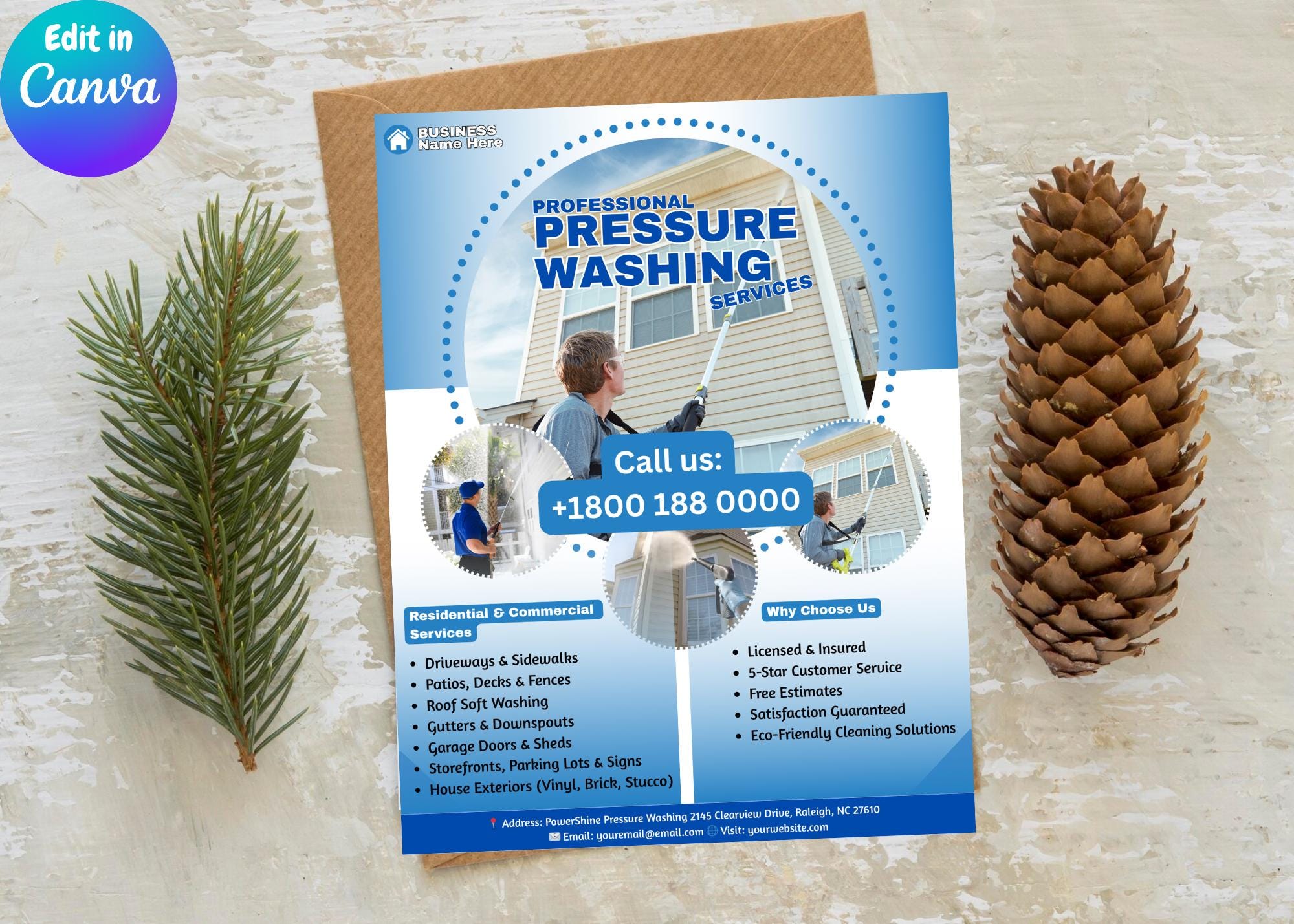 Pressure Washing Services Flyer: Editable Canva Template (PDF) - Etsy