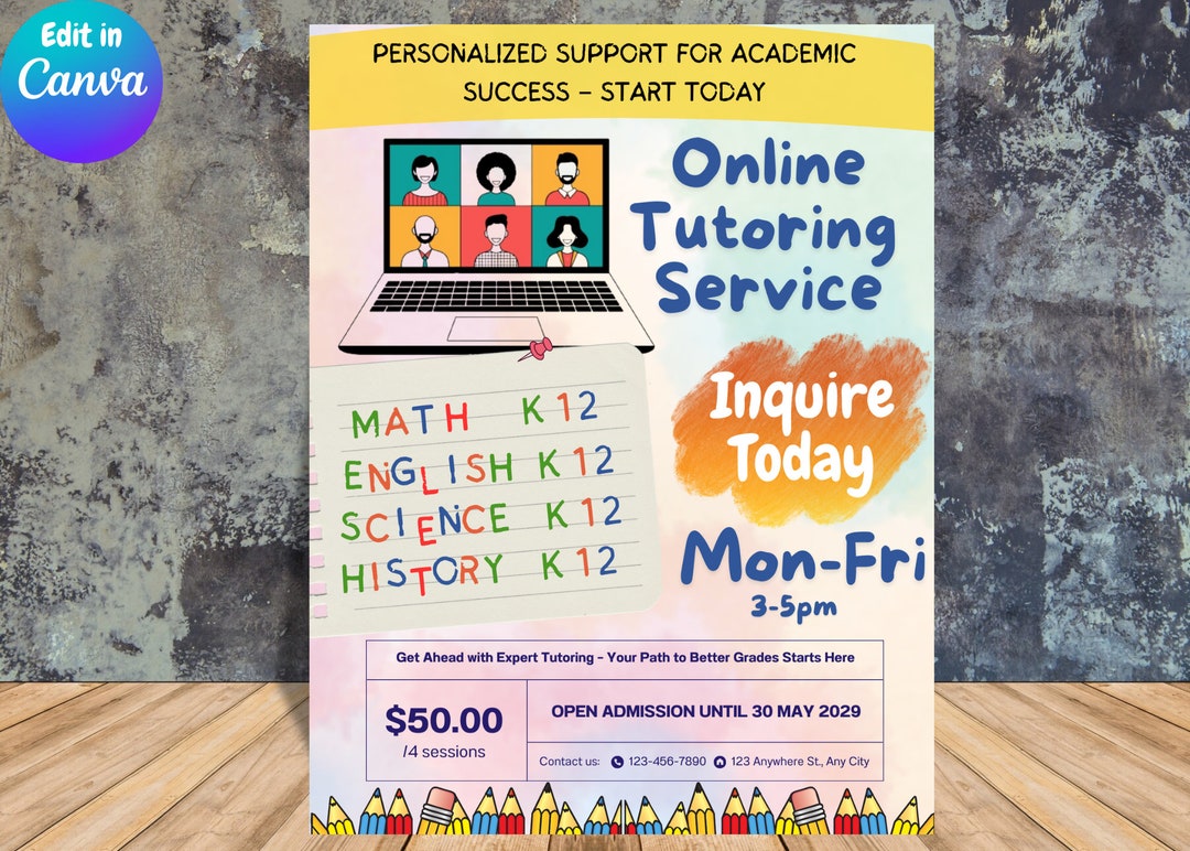 Tutoring Flyer | Editable Tutoring Flyer Template | English, Math Tutor ...