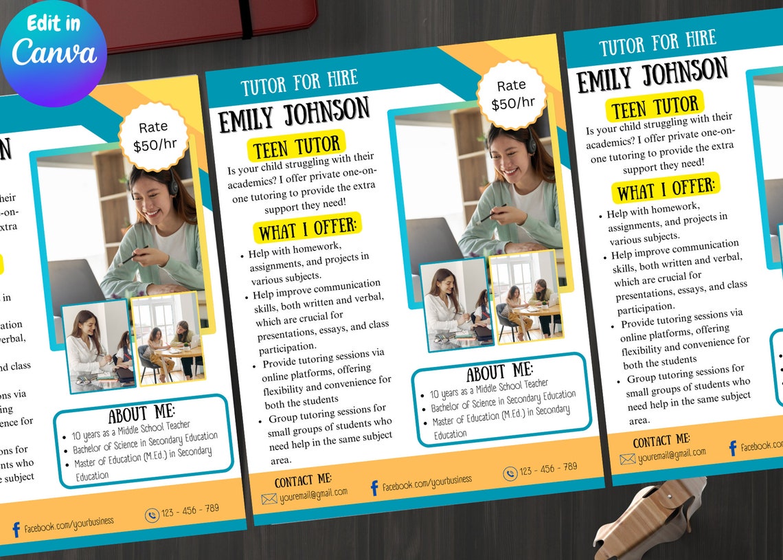 Printable Tutoring Flyer Template | English, Math Tutor Designs ...