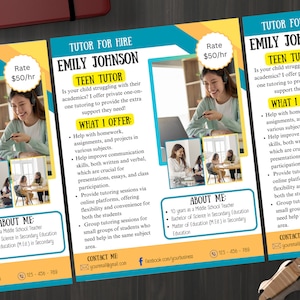 Printable Tutoring Flyer Template | English, Math Tutor Designs ...