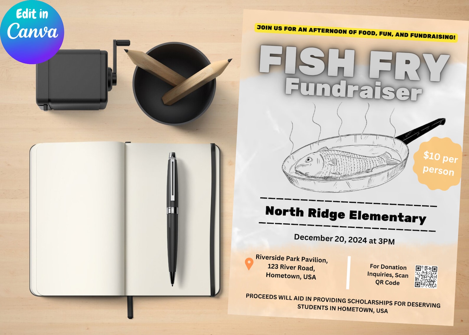 Editable Fish Fry Fundraiser Flyer Template (canva PDF) - Etsy