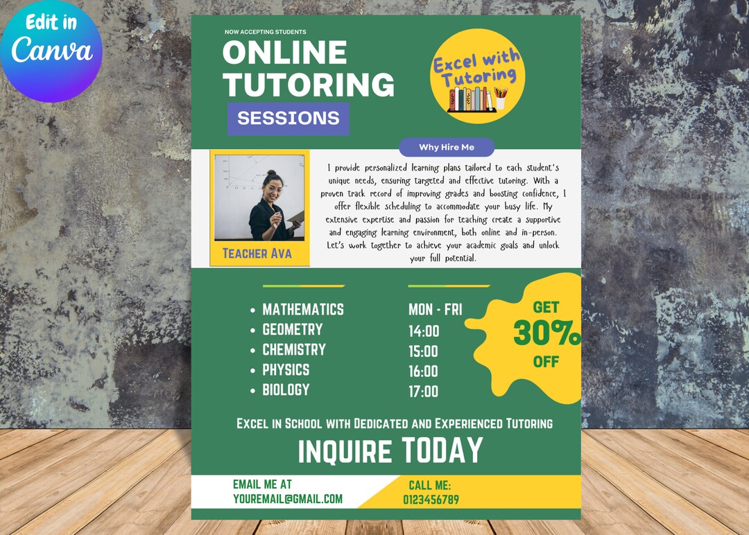 English, Math Tutor Flyer Designs | Online, Summer, Printable Kids ...