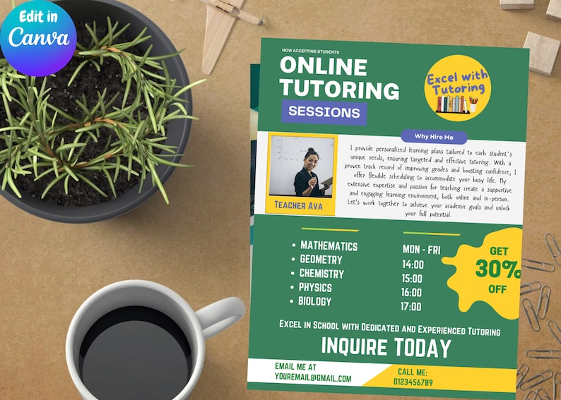 English, Math Tutor Flyer Designs | Online, Summer, Printable Kids ...