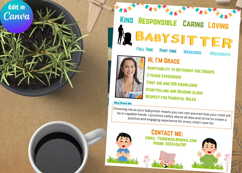Babysitting Flyer, Childcare Flyer, Babysitter Flyer, Nanny Flyer ...