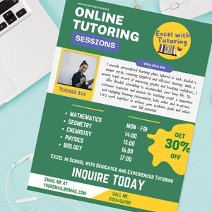 English, Math Tutor Flyer Designs | Online, Summer, Printable Kids ...