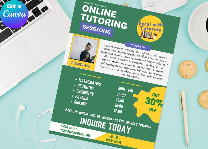 English, Math Tutor Flyer Designs | Online, Summer, Printable Kids ...