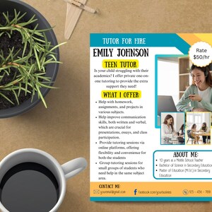 Printable Tutoring Flyer Template | English, Math Tutor Designs ...