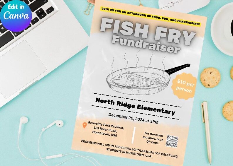 Editable Fish Fry Fundraiser Flyer Template (canva PDF) - Etsy