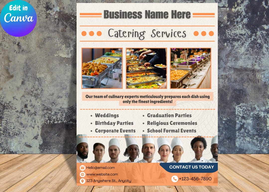 Editable Catering Flyer Template: Restaurant Menu Design (canva) - Etsy
