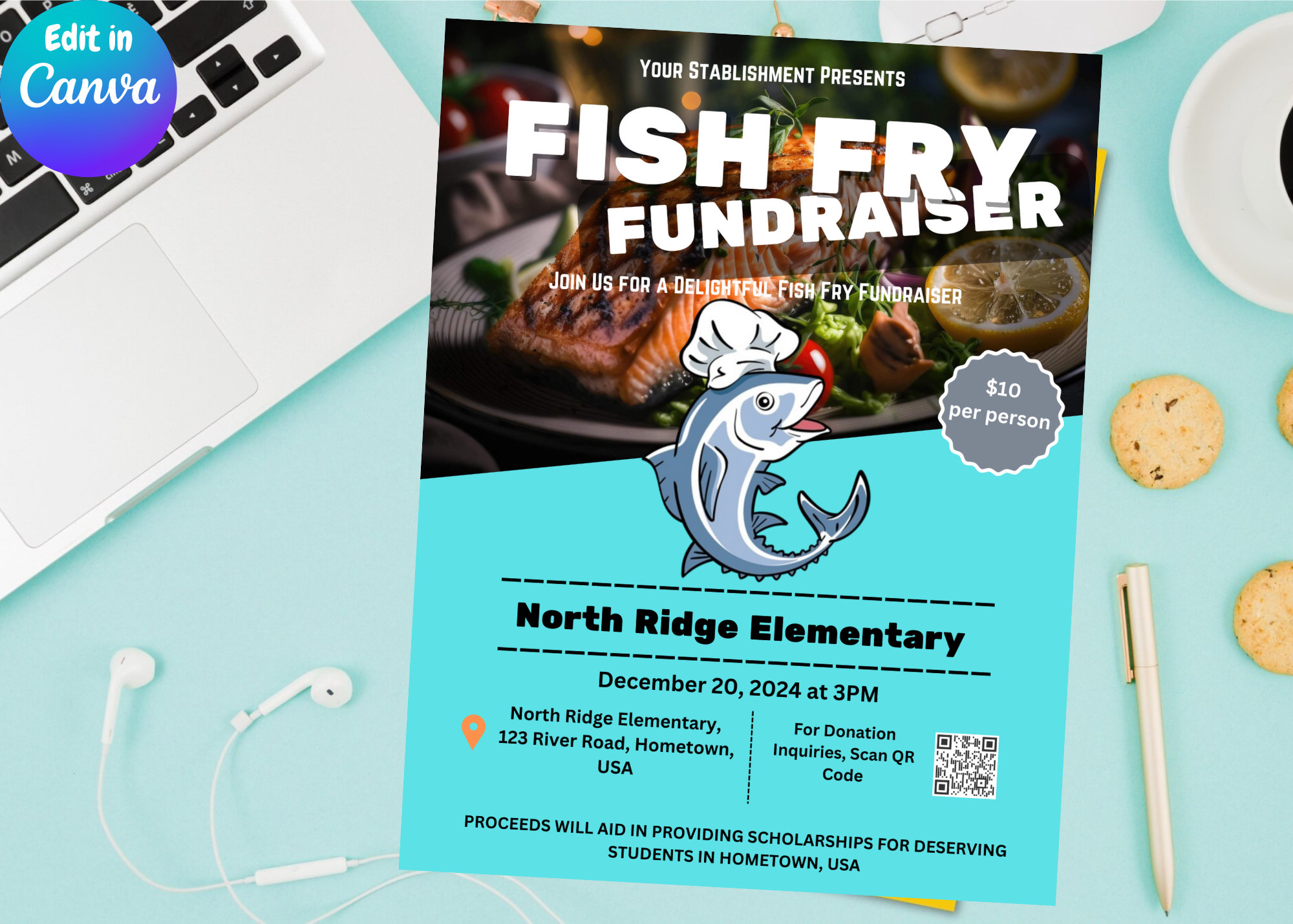 Printable Fish Fry Flyer, Fish Fry Template, Fish Fry Poster, Fish Fry ...