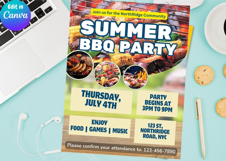 Backyard BBQ Flyer | Grill Party Flyer | Barbecue Event Flyer | Perfect ...