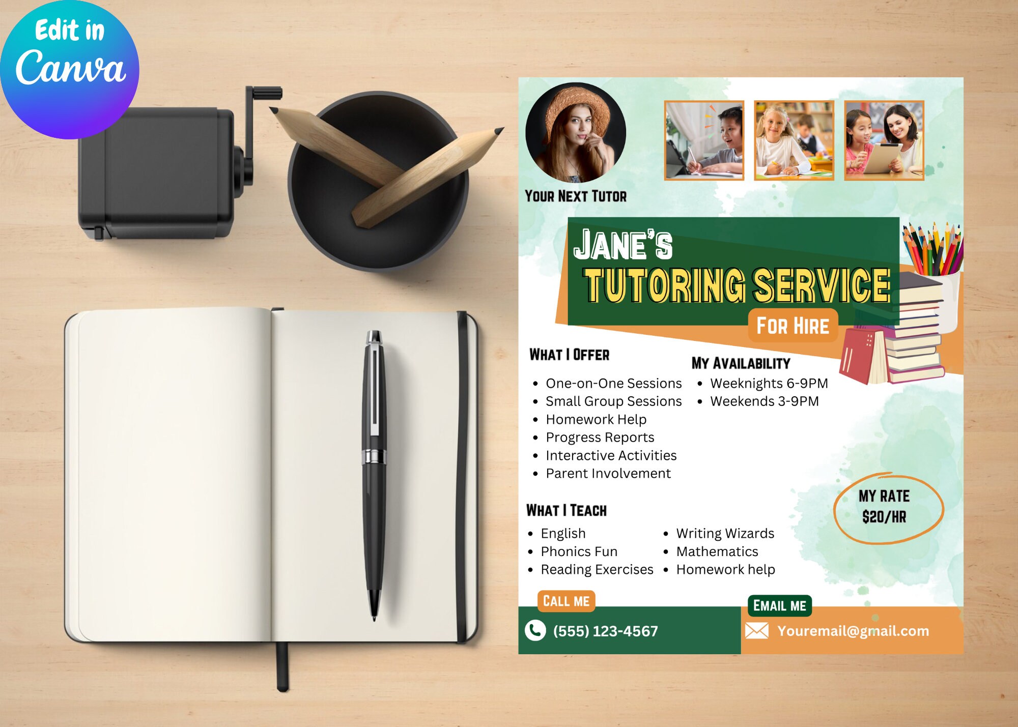 Editable Tutoring Flyer Template | English, Math Tutor Designs | Online ...