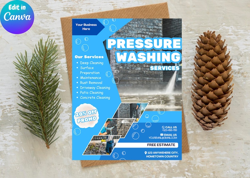 Pressure Washing Services Flyer: Editable Canva Template (PDF) - Etsy