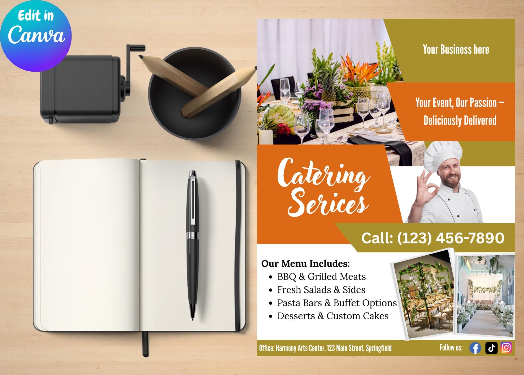 Editable Catering Flyer Template: Restaurant Menu Design (canva) - Etsy