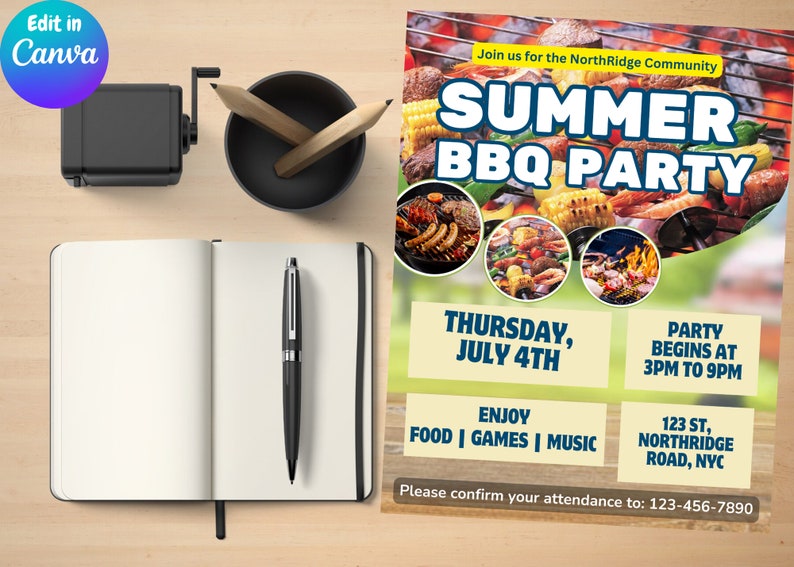 Backyard BBQ Party Flyer: Editable Canva Template (PDF) - Etsy