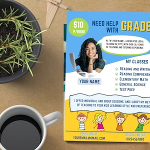 Printable Tutor Flyer Template: English, Math, Summer Tutoring (PDF) - Etsy