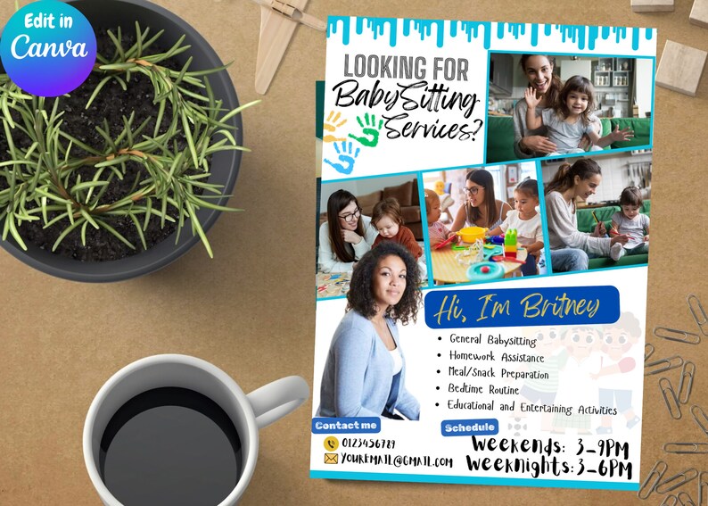 Printable Babysitting Flyer, Childcare Flyer, Babysitter Flyer, Nanny ...