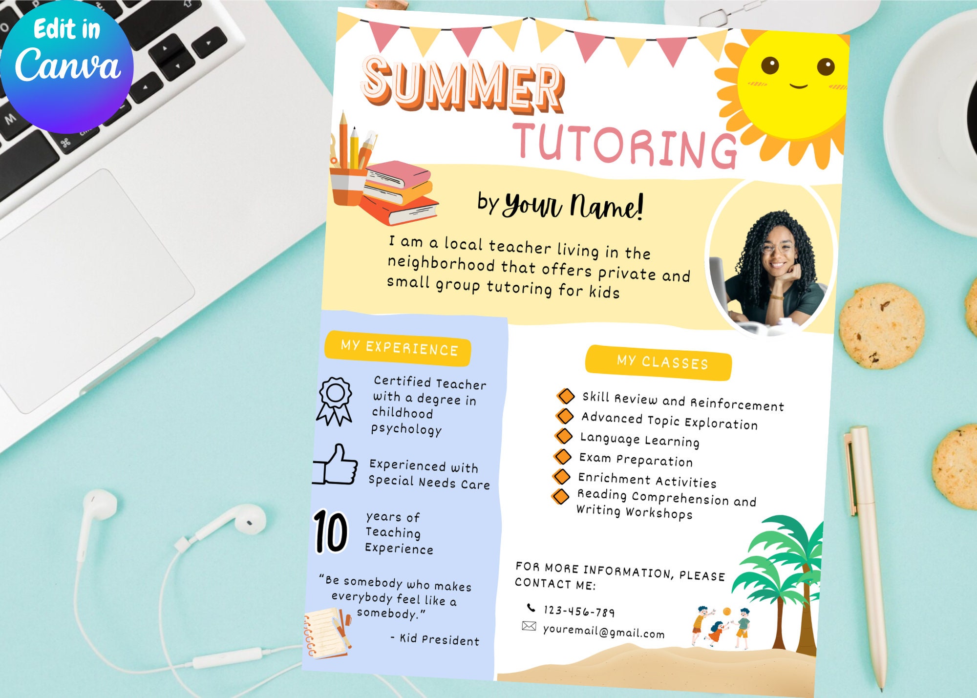 Editable Tutoring Flyer Template for English, Math - Perfect for Online ...