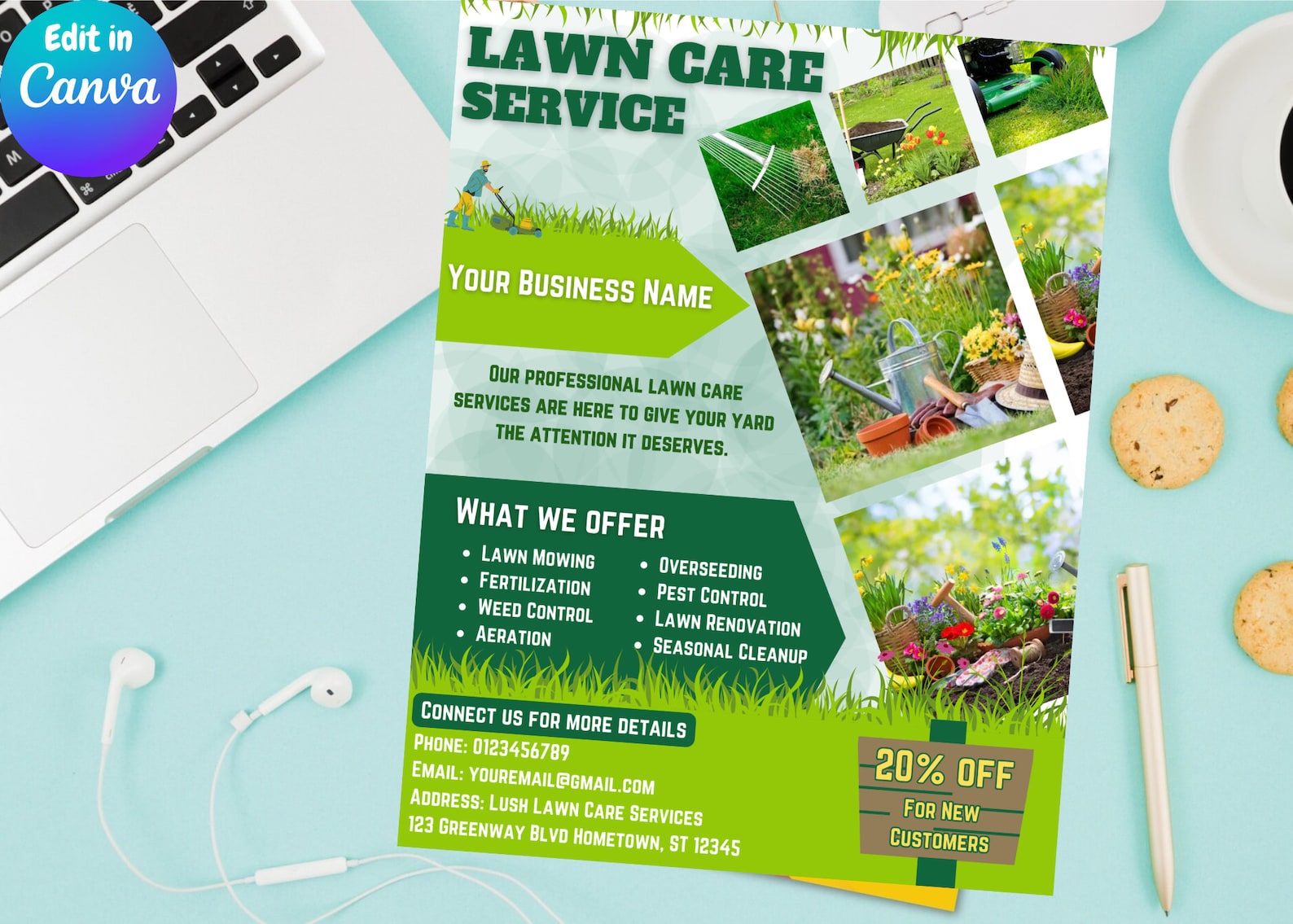 Lawn Care Flyer Template | Lawn Mowing, Maintenance, Service, Gardening ...