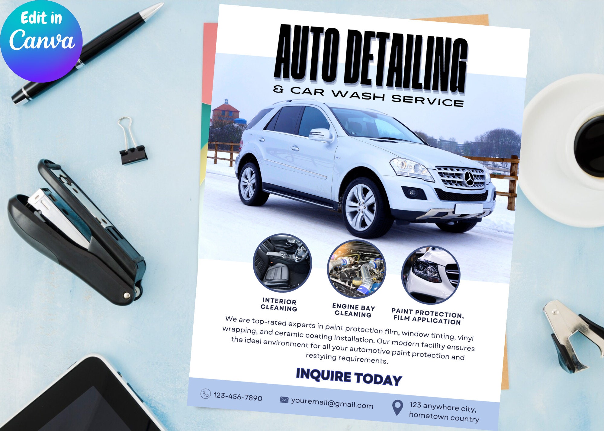 Car Detailing Flyer: Auto Detailing Flyer, Car Wash Flyer, Fundraisers ...