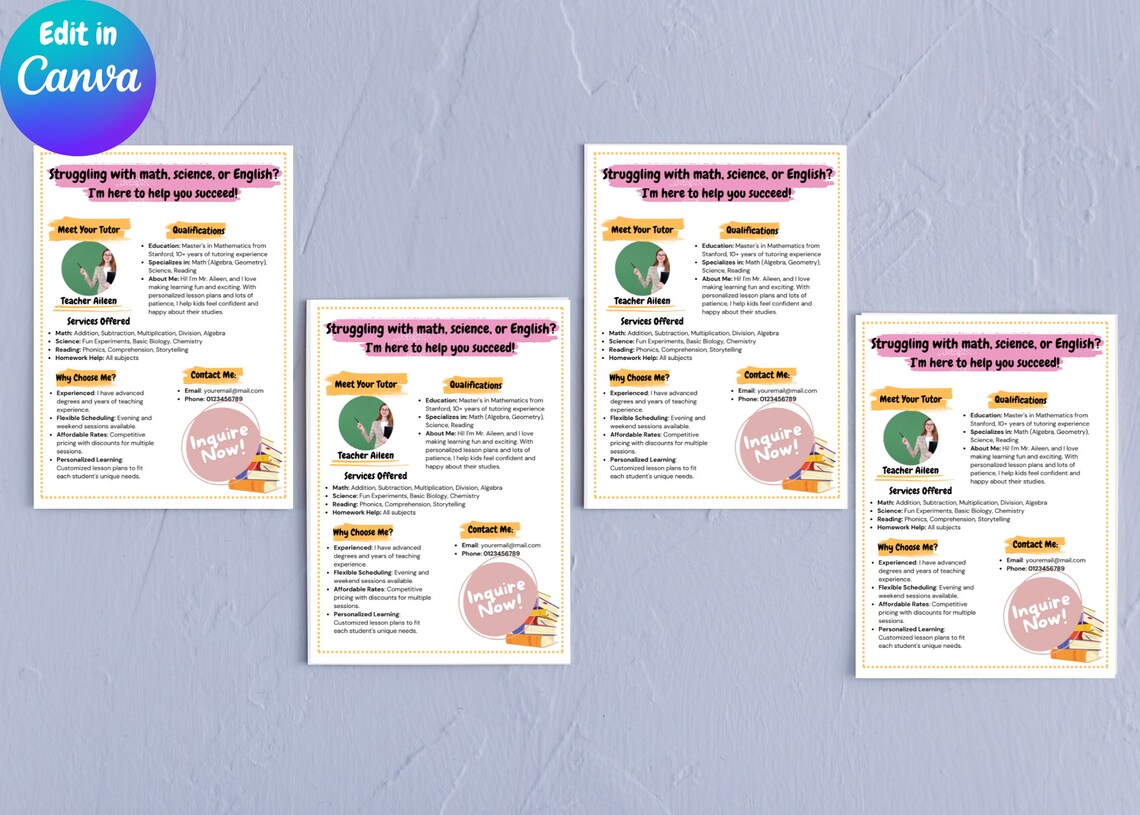 Editable Tutoring Flyer Template English, Math Tutor Designs Online ...