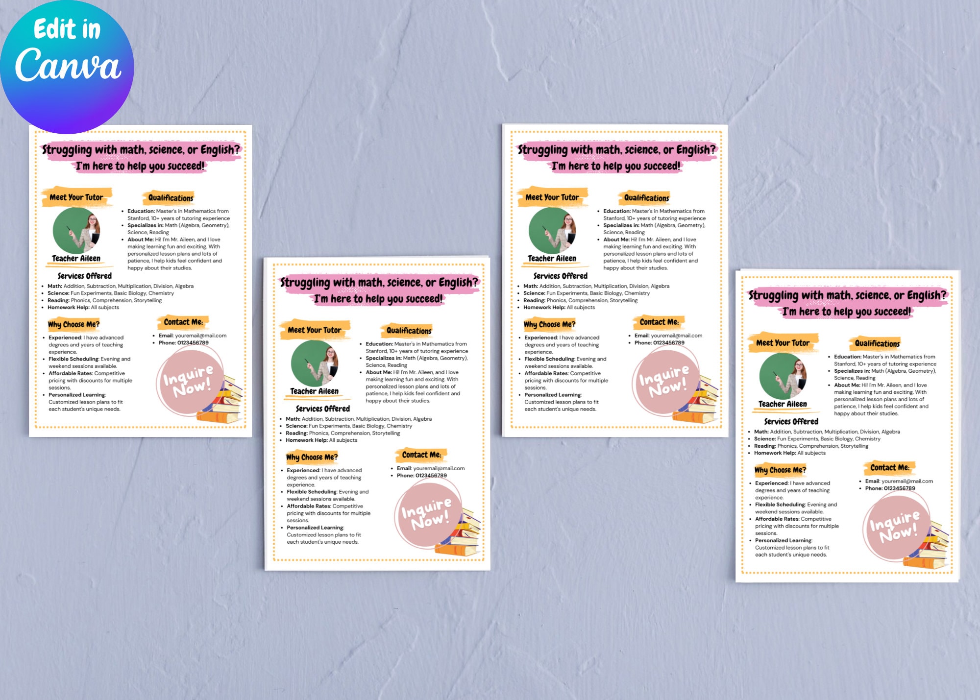 Editable Tutoring Flyer Template | English, Math Tutor Designs | Online ...