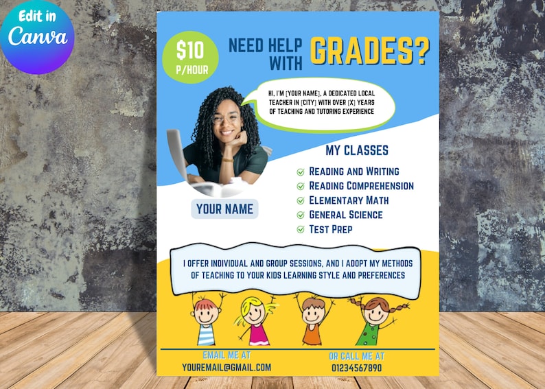 Printable Tutoring Flyer Template | English, Math Tutor Designs ...