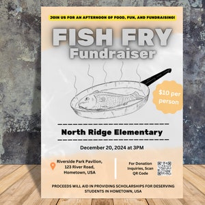 Editable Fish Fry Fundraiser Flyer Template (canva PDF) - Etsy